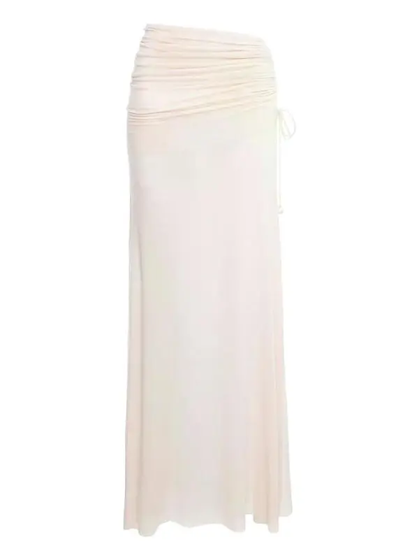 MANURI Maxi Skirt With Drawstring Detail - Neutrals