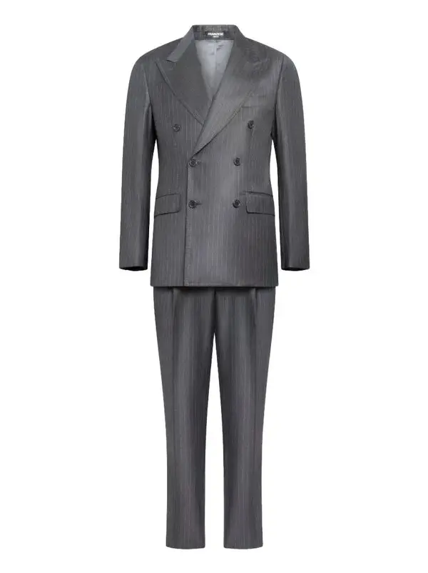 FRANZESE COLLECTION Pinstripe Double-breasted Suit - Grey