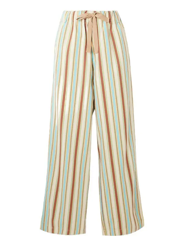 SANDERLAK Striped Poplin Wide-leg Pants - Multi