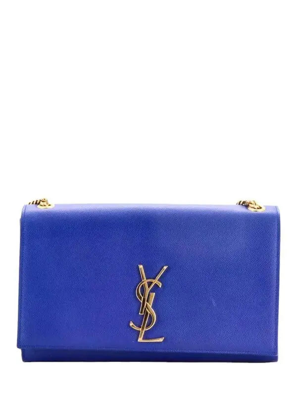 Saint Laurent Classic Monogram Grainy Leather Medium Crossbody Bag - Blue