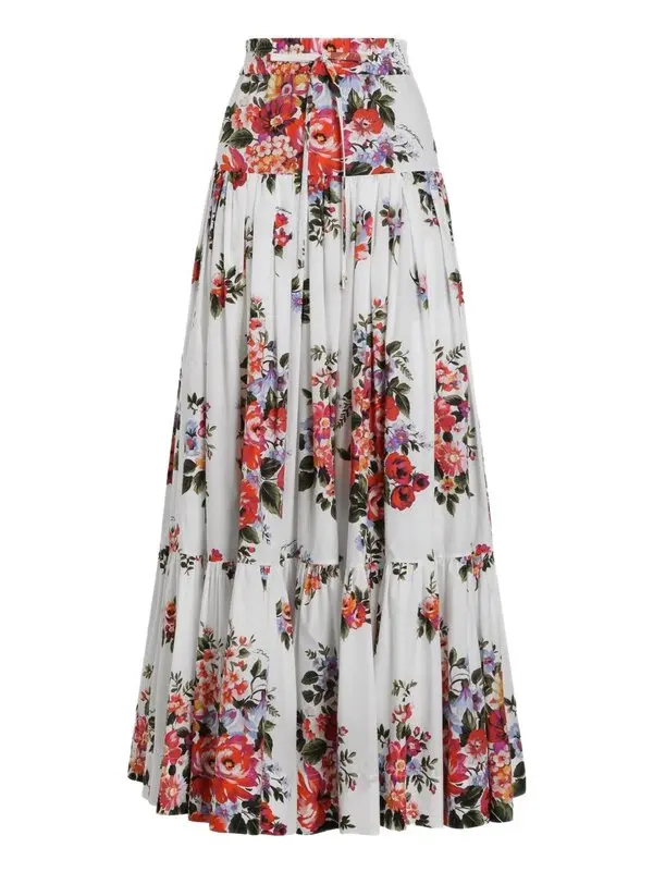 Dolce & Gabbana Floral Print Maxi Skirt - White