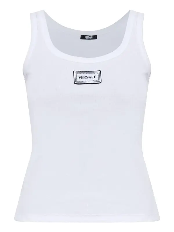 Versace Logo Cotton Tank Top - White