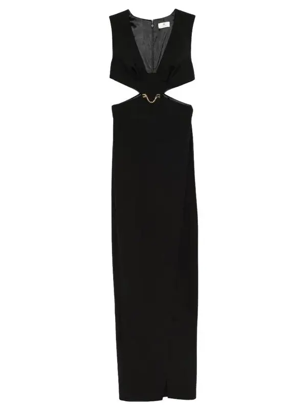 Elisabetta Franchi Chain V-neck Maxi Dress - Black