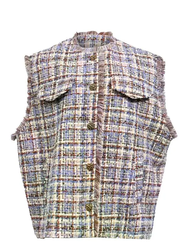 Ba&sh Toba Tweed Gilet - Blue
