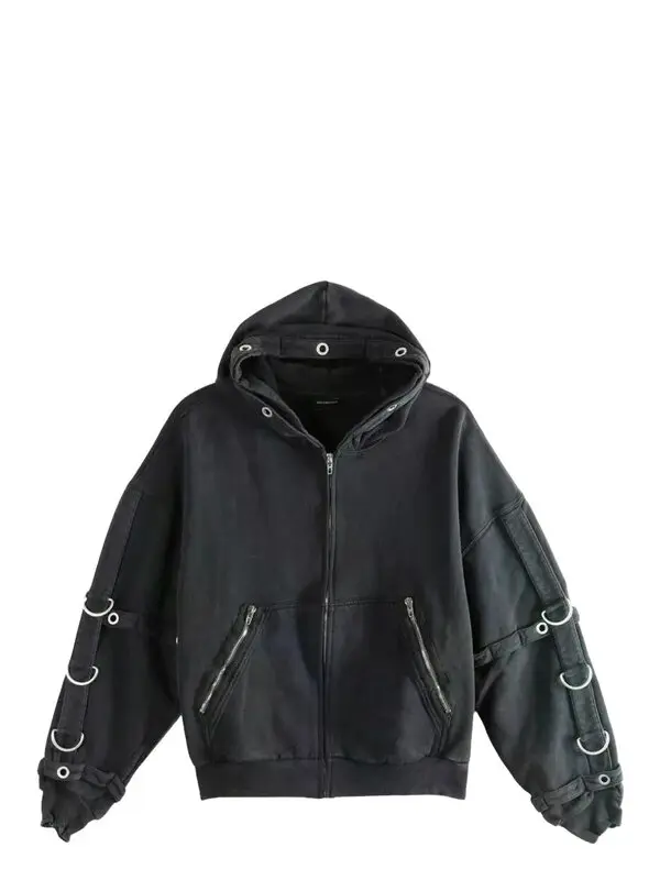 Balenciaga Ring-detail Zip-up Hoodie - Black