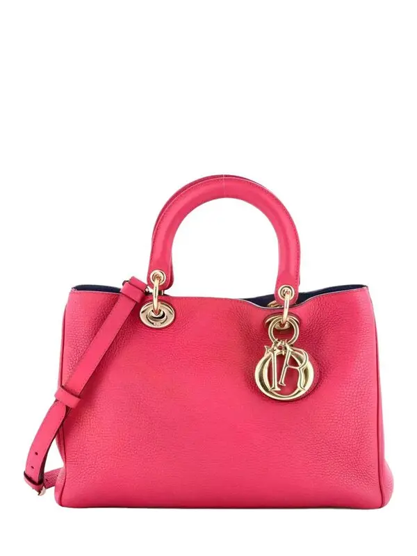 Dior Diorissimo Pebbled Leather Medium Tote Bag - Pink