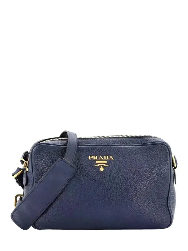 Prada Double Zip Camera Crossbody Bag Vitello Phenix Medium - Blue