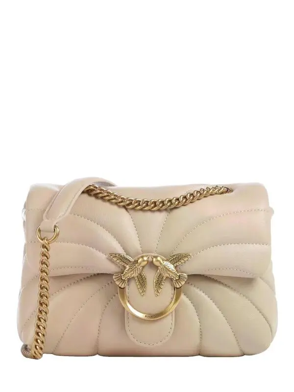 Pinko Love Puff Mini Satchel With Bird Detail - Neutrals