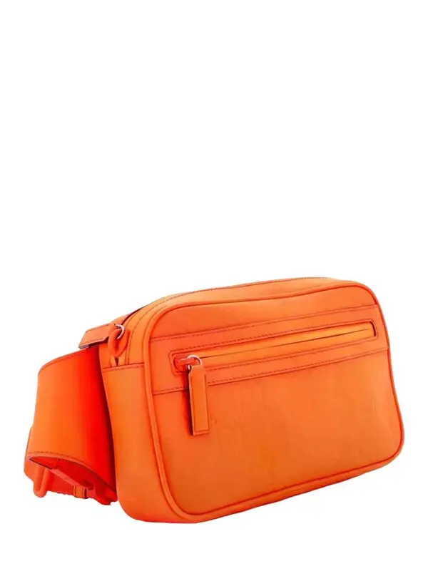 Gucci Front Zip Gg Rubber Effect Leather Belt Bag - Orange