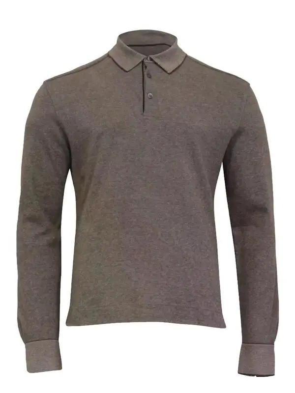 Ermenegildo Zegna Cotton Long-sleeve Polo Shirt - Brown