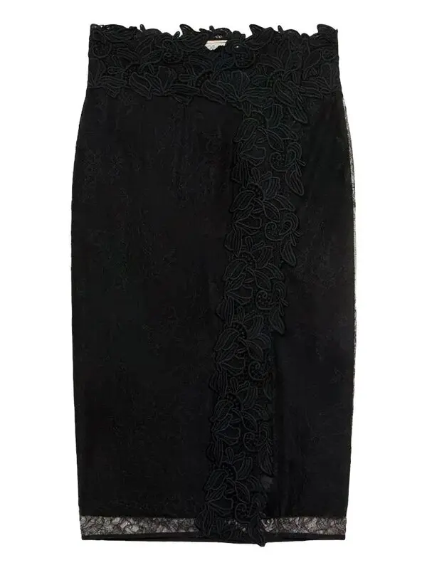 Blumarine Lace Midi Skirt - Black