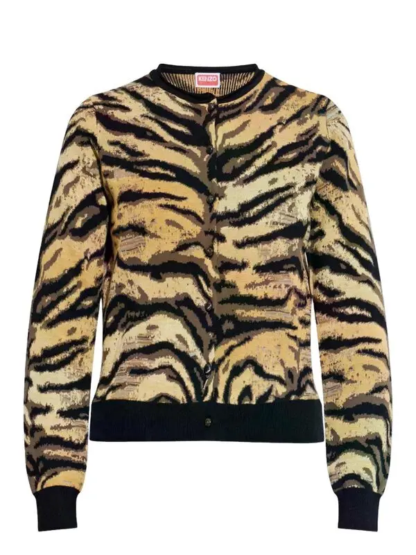 Kenzo Tiger-print Cardigan - Black