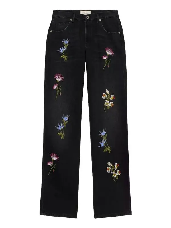Blumarine Floral-embroidered Trousers - Black