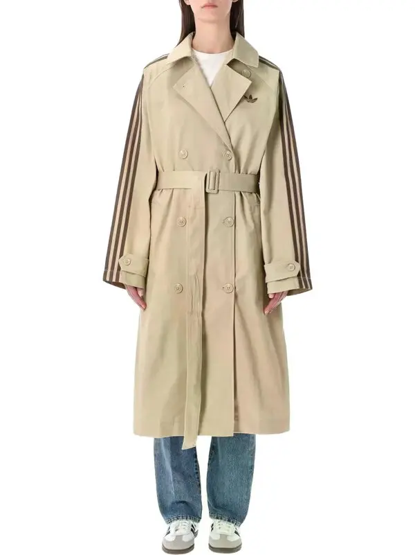 Adidas Stripe Belted Coat - Neutrals
