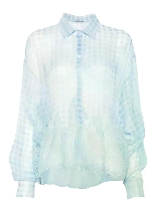 Ermanno Scervino Checked Shirt With Lace Detailing - Blue