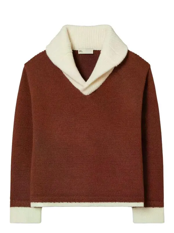 Tory Burch V-neck Color-block Sweater - Brown
