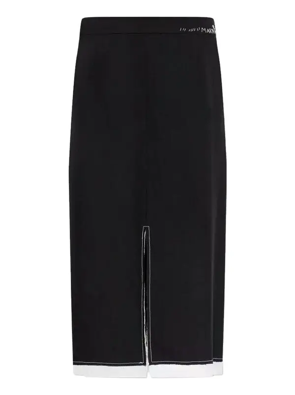 Marni Embroidered Split Midi Skirt - Black