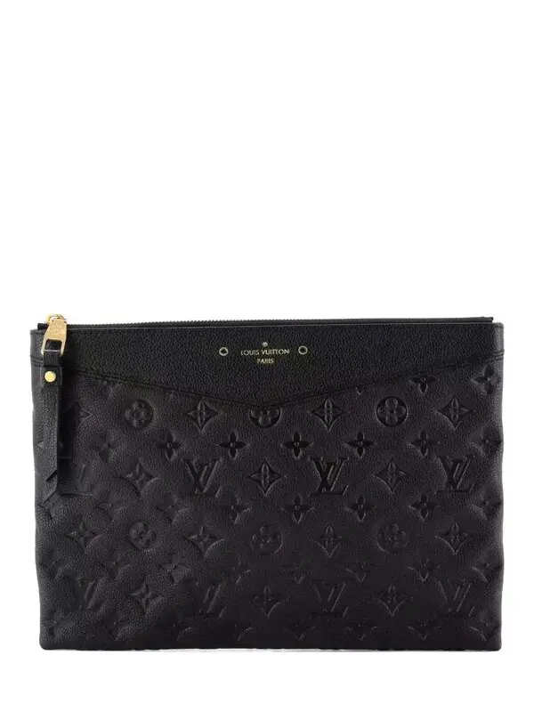 LOUIS VUITTON Daily Monogram Empreinte Leather Pouch - Black