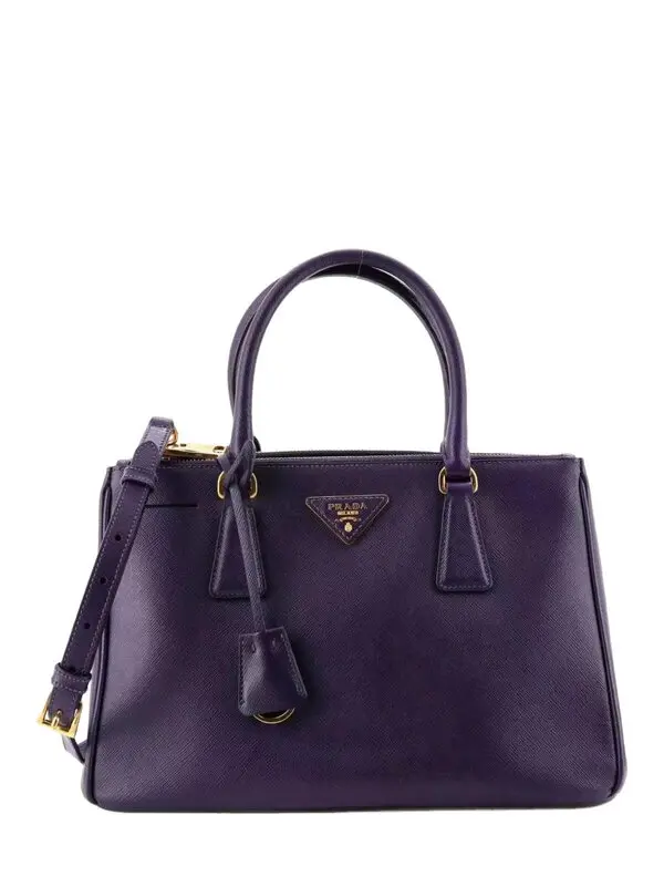 Prada Double Zip Saffiano Leather Small Tote Bag - Purple