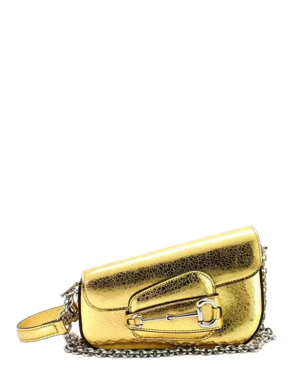 Gucci Horsebit 1955 Asymmetric Mini Shoulder Bag - Gold