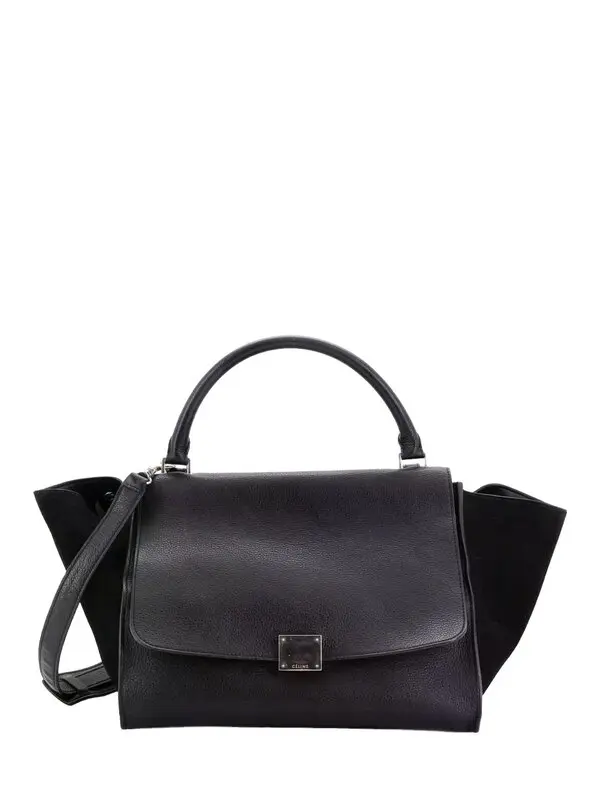 Celine Trapeze Leather Medium Satchel - Black