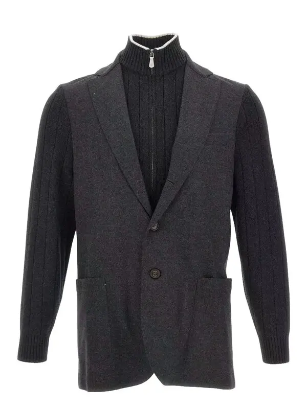 Eleventy Ribbed Blazer - Grey