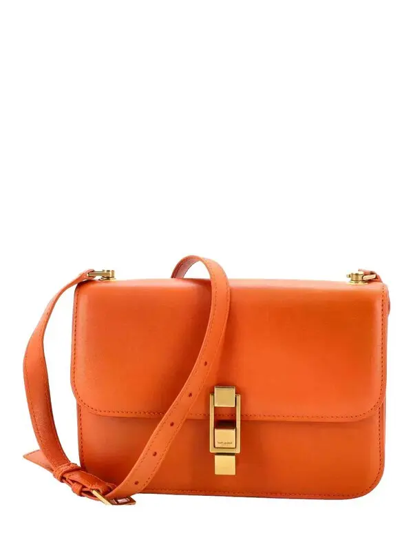 Saint Laurent Carre Satchel Leather Medium Crossbody Bag - Orange