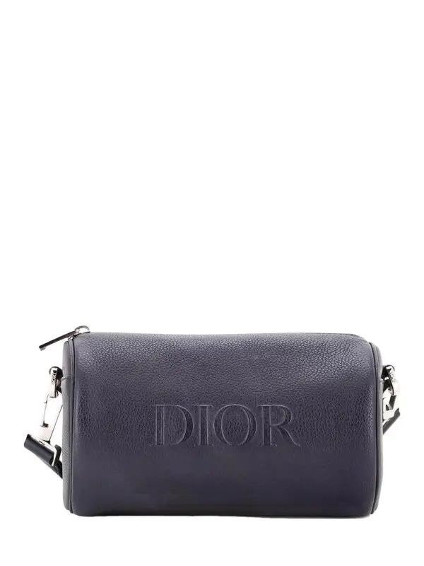 Dior Logo Roller Messenger Bag Embossed Leather - Blue