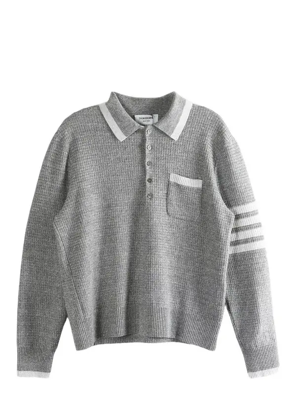 Thom Browne Pocket Striped Polo Shirt - Grey