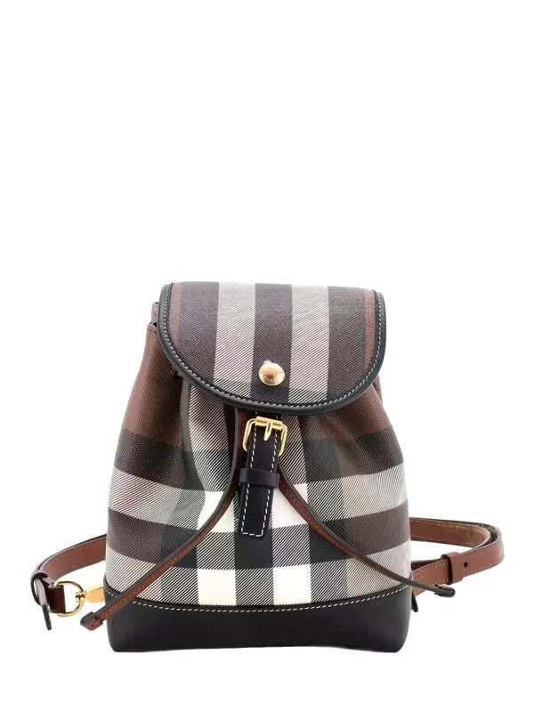 Burberry House Check Coated Canvas Micro Backpack - Black