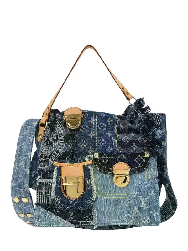 LOUIS VUITTON 2007 Postie Patchwork Monogram Tote Bag - Blue