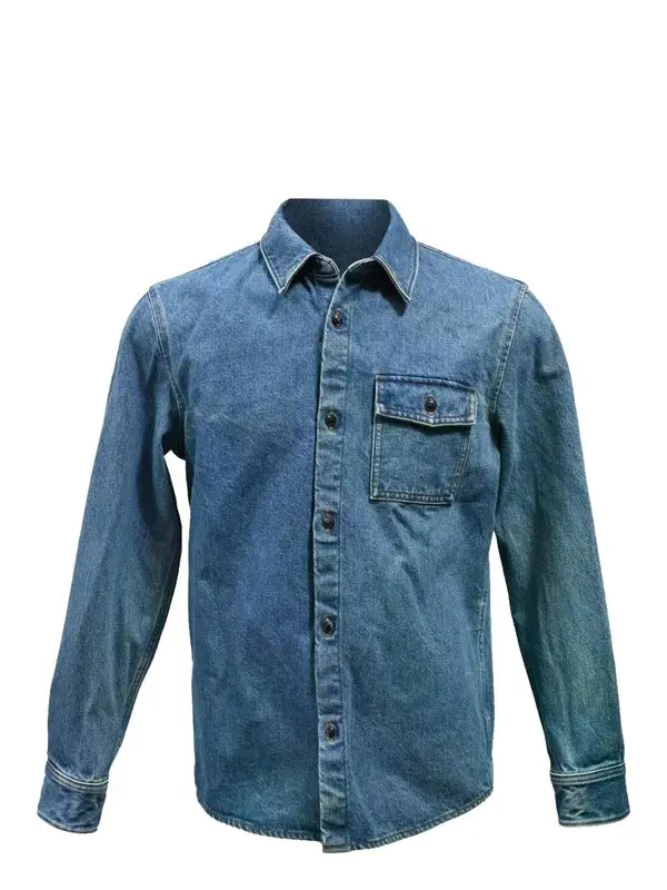 A.p.c. Button Flap-pocket Overshirt - Blue