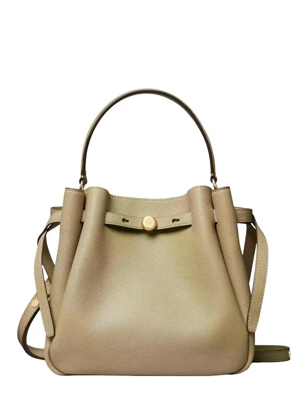 Tory Burch Romy Logo Button Bucket Bag - Neutrals