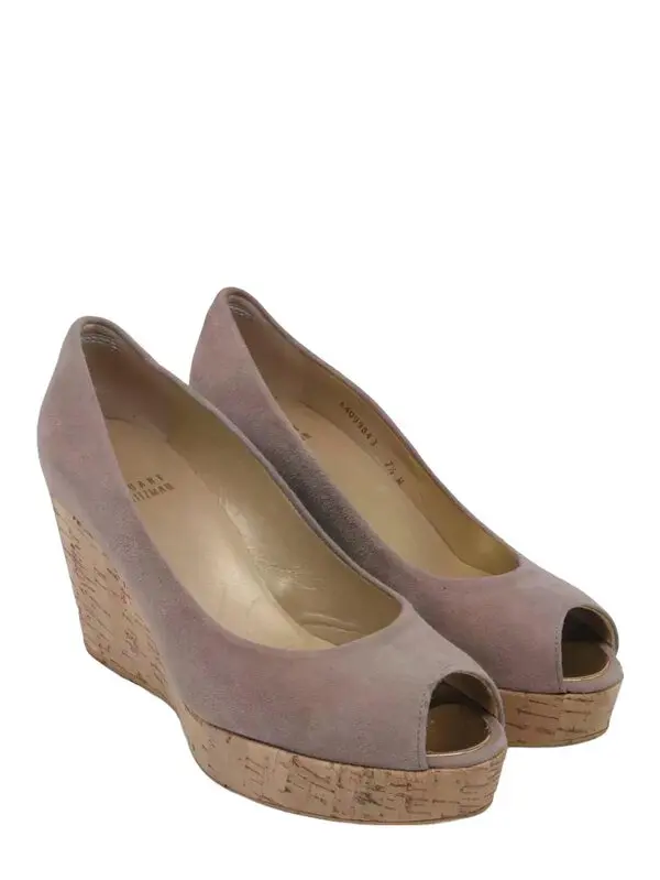 STUART WEITZMAN Anna Peep-toe Wedge Pumps - Brown