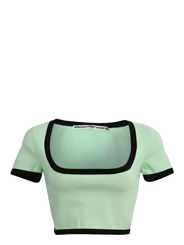 Alexander Wang Contrast-trim Cropped T-shirt - Green