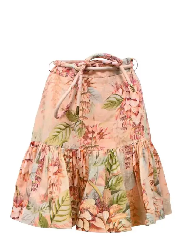 Zimmermann Floral-print Mini Skirt - Orange