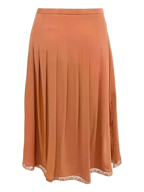 Chloé Pleated Lace-trim Midi Skirt - Orange