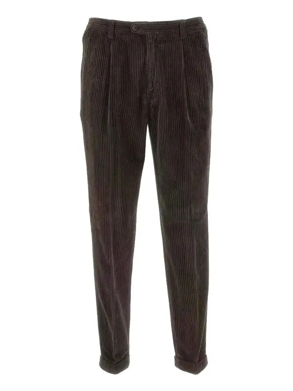 DEVORE INCIPIT Ribbed Turn-up Trousers - Brown