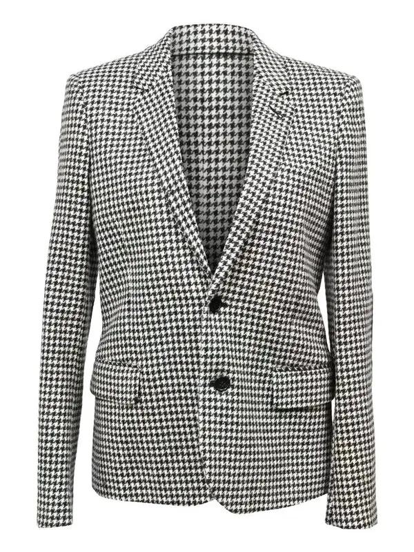 Saint Laurent Houndstooth-pattern Single-breasted Blazer - Black