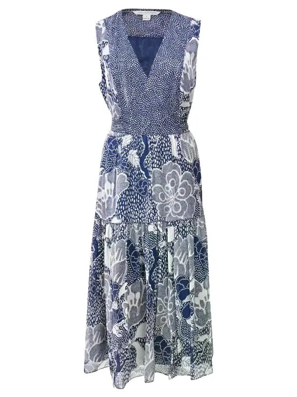 Diane Von Furstenberg Vanya Floral-print Silk Dress - Blue