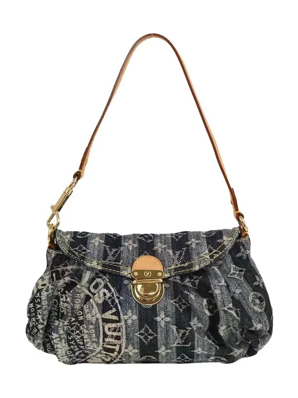 LOUIS VUITTON 2006 Mini Pleaty Raye Monogram Denim Shoulder Bag - Blue