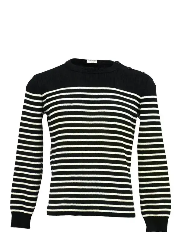 Saint Laurent Striped Side-button Sweater - Black