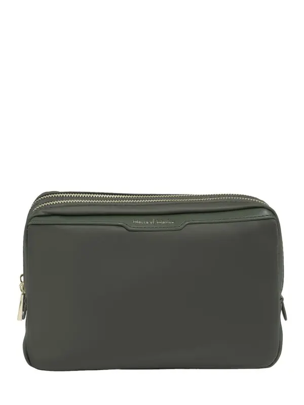 House Of Harlow 1960 Twill Nylon Double Compartment Cosmetic Bag - Olive