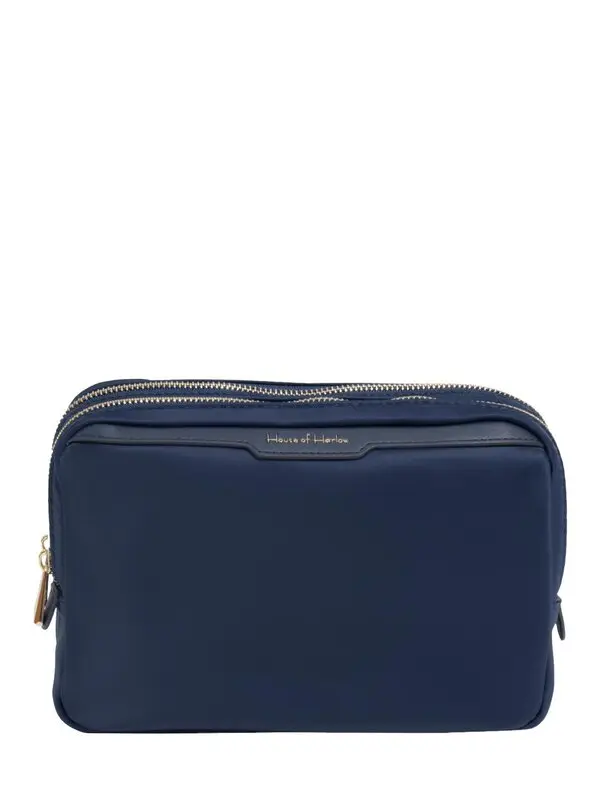 House Of Harlow 1960 Twill Nylon Double Compartment Cosmetic Bag - Navy