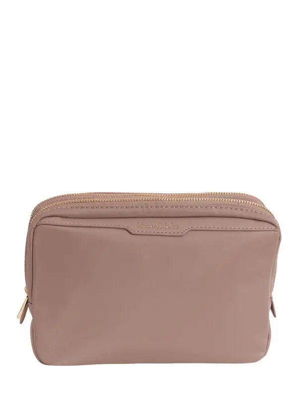 House Of Harlow 1960 Twill Nylon Double Compartment Cosmetic Bag - Taupe