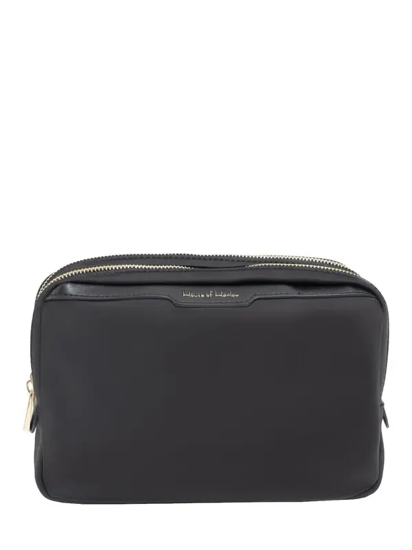 House Of Harlow 1960 Twill Nylon Double Compartment Cosmetic Bag - Black