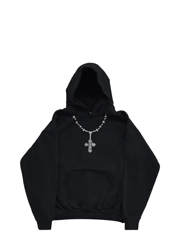 WARREN LOTAS Embroidered Cross Hoodie - Black