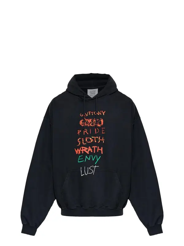 Vetements Seven Sins Cotton Hoodie - Black
