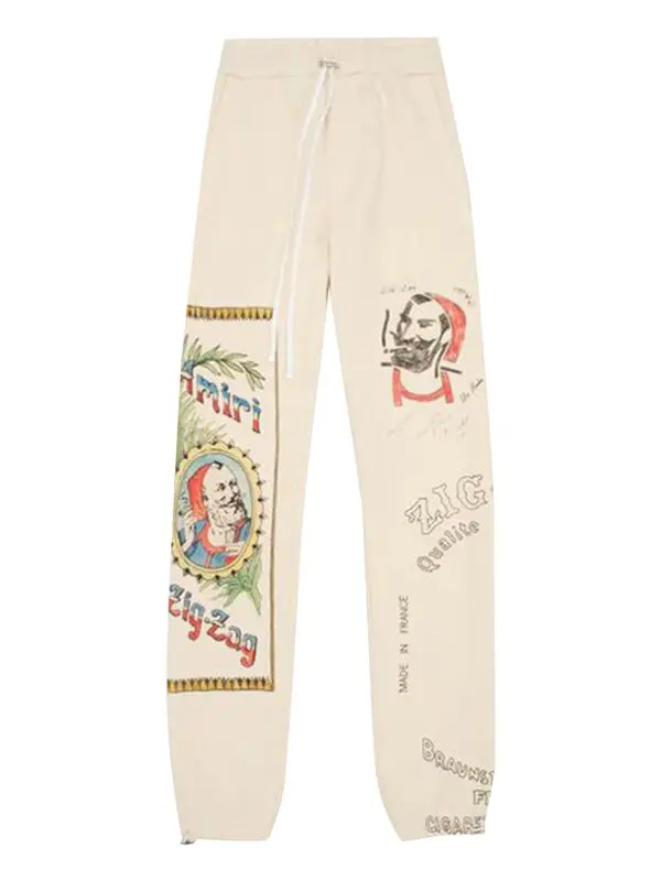 Amiri Zig Zag Sketch Sweatpants - Cream