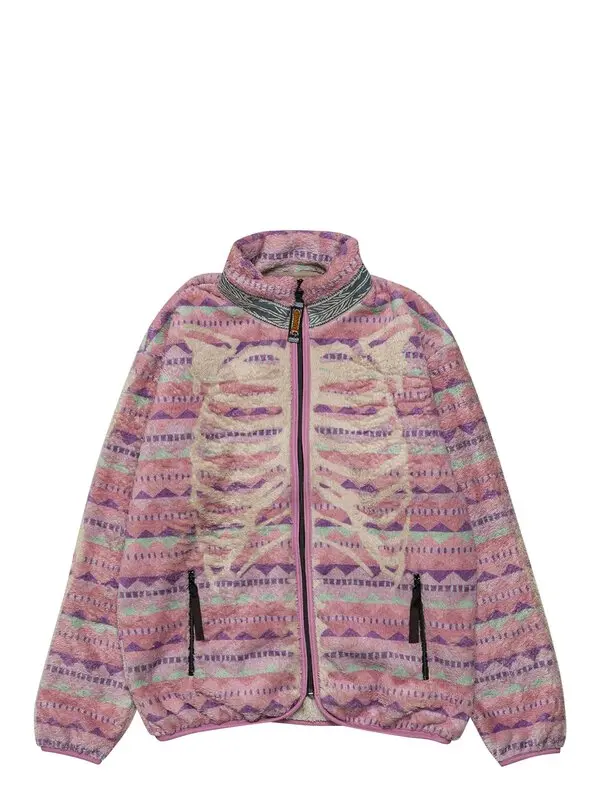 Kapital Ashland Bone Stripe Fleece Jacket - Pink